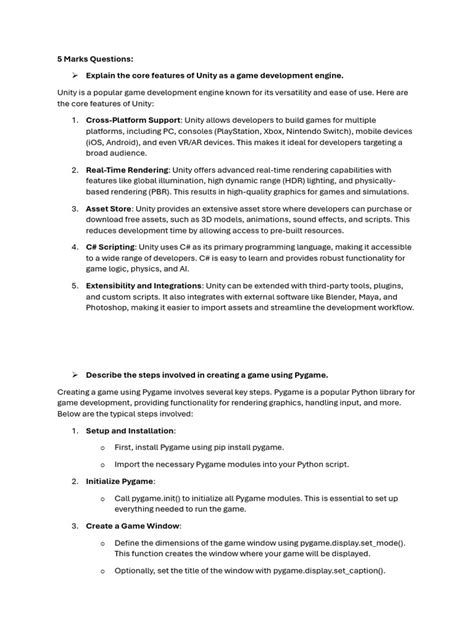5 Marks Questions Game 2 Pdf Mobile Game Unity Game Engine