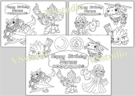 Skylanders Birthday Party Printable Personalized Coloring Pages Pdf