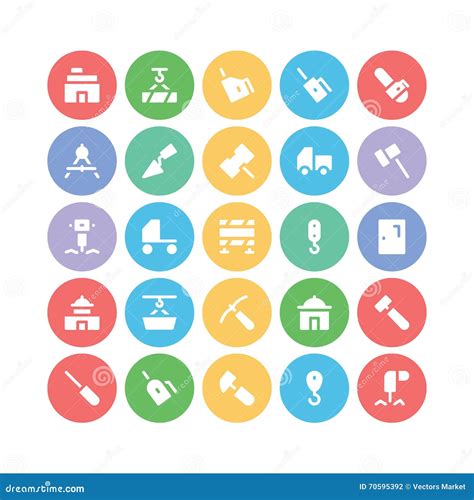 Construction Vector Icons 7 Stock Illustration Illustration Of Lifting Close 70595392
