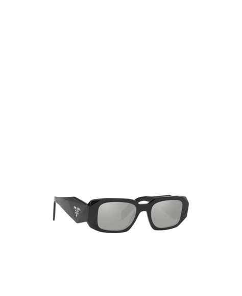 Prada Eyewear Rectangular Frame Sunglasses In White Modesens