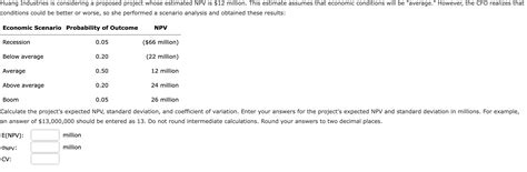 Solved Calculate The Projects Expected Npv Standard