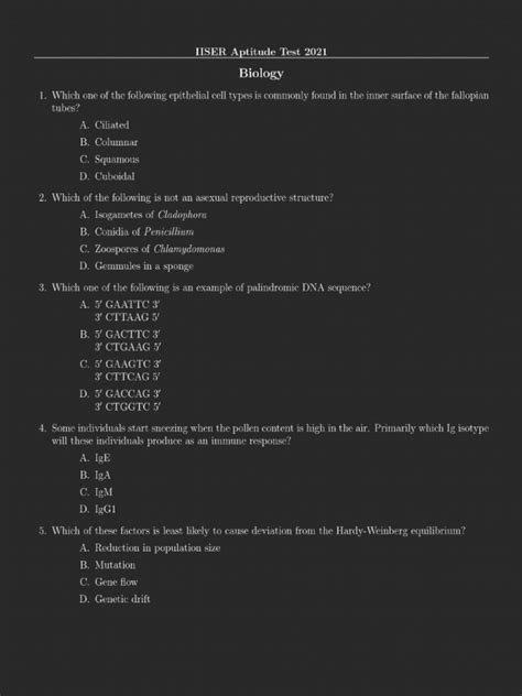 Iiser Aptitude Test Question Paper 2019 Pdf