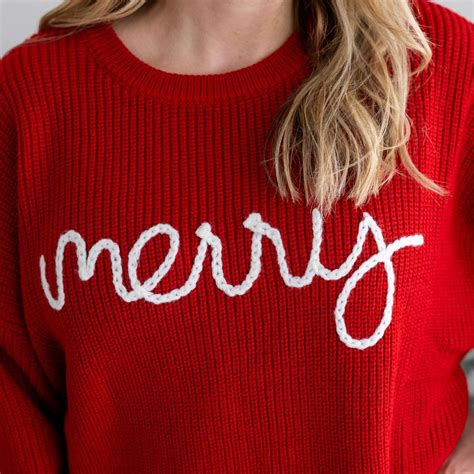 Merry Christmas Knit Womens Sweater Slightly Imperfect Christmas