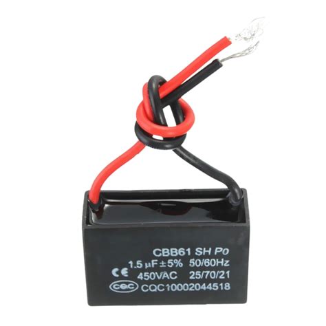 Fan Run Capacitor Rectangle 2 Wires 3uf 450v Cbb61 Mr3r Dce Electrics