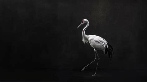 A White Crane With A Black Tail And A Black Tail Premium Ai Generated Image