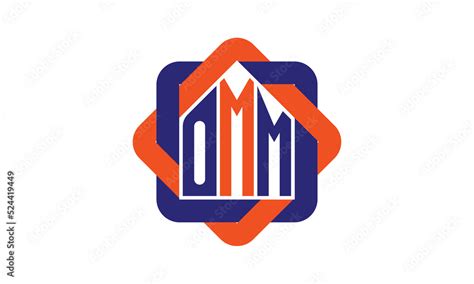 Omm Three Letter Real Estate Logo With Home Icon Logo Design Vector