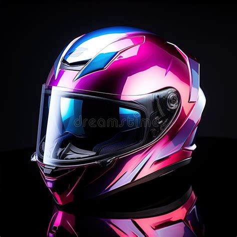 Car Or Motorcycle Pilot Helmet With A Modern And Colorful Design Stock