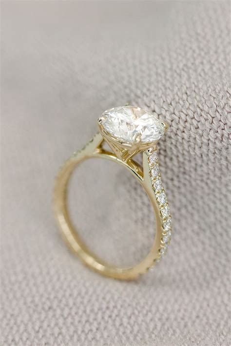 2 25ct Round Lab Diamond Cathedral Pavé Engagement Ring In 18k Yellow