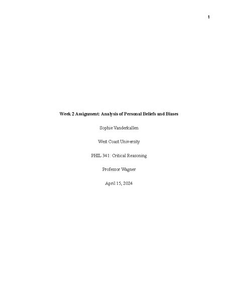 Week 2 Assignment Redone Week 2 Assignment Analysis Of Personal