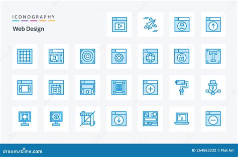 25 Web Design Blue Icon Pack Stock Vector Illustration Of Drawing Speaker 264563232