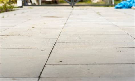 Driveway Paved With Rectangular Concrete Slabs Stock Image Image Of Hardwood Yellow 366636299