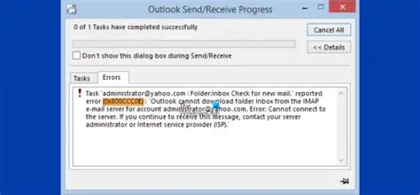 Outlook Cannot Download Folder Inbox From The Imap Email Server