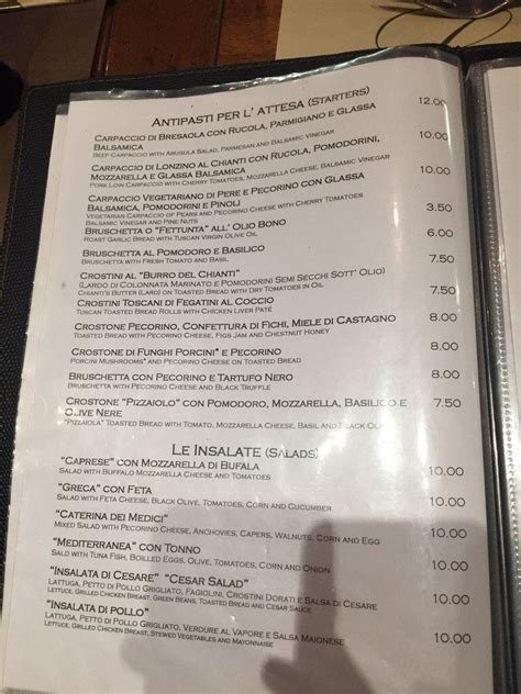Carta Del Pub Y Bar La Cantinetta Florencia Borgo San Lorenzo 14r