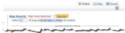Clear Map Search Criteria Matrix