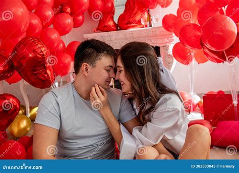 Close Up Portrait Of Intimate Moment Between Man And Woman Affection