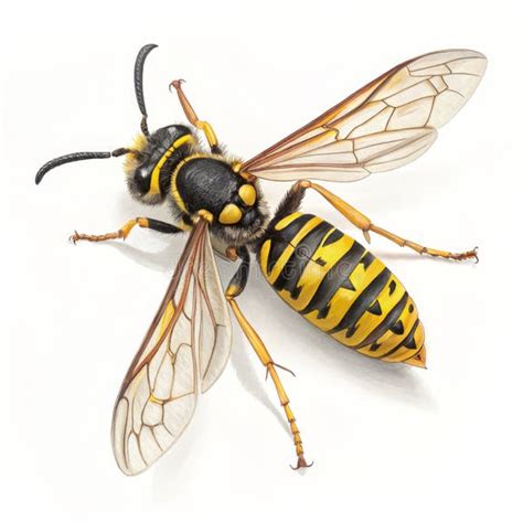Detailed Colored Pencil Wasp Illustration Top View Insect Anatomy