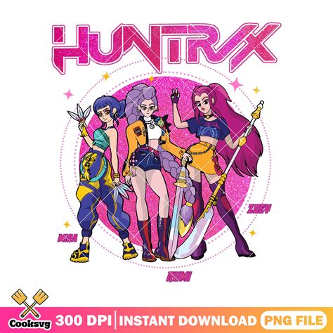 Huntrix 90s Art Style Png Kpop Demon Hunters Png Kpop Huntrix Png