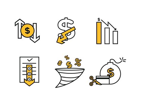 Finance Icons Set Vector Illustration Of Devaluation Default The