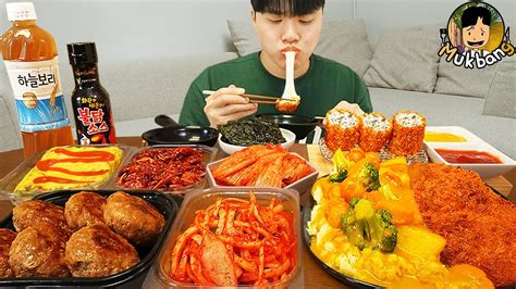Asmr Mukbang 집밥 직접 만든 카레 치즈 돈까스 김치 계란말이 먹방 Cheese Pork Cutlet Korean