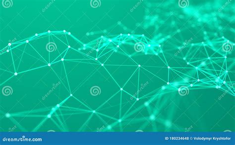 Network Of Bright Connected Dots And Lines Abstract Dynamic Wave Of Many Points Digital