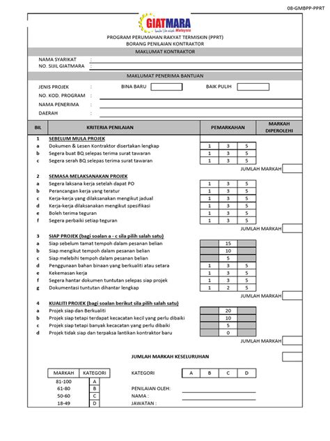 08 Gmbpp Pprt Borang Penilaian Kontraktor Pdf