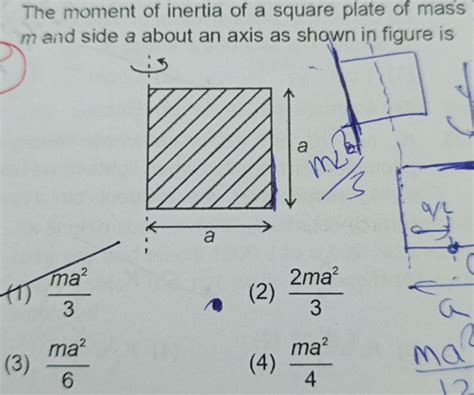 The Moment Of Inertia Of A Square Plate Of Mass M Aind Side A About An A