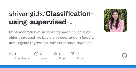 Github Shivangidxclassification Using Supervised Learning Algorithms Implementation Of