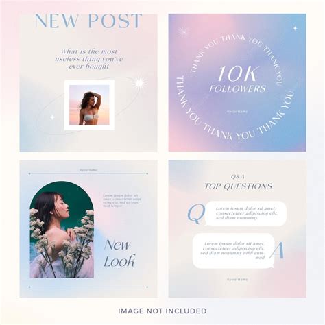 그라데이션 패션 인스타그램 포스트 세트 Premium Psd 무료 Psd 파일