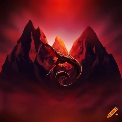 Fantasy Mountain With A Red Dragon In Laptop Background On Craiyon