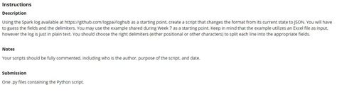 Solved Instructions Description Using The Spark Log Chegg