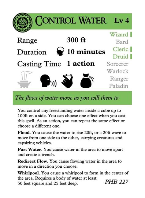 Beebzs 5e Spell Cards Control Water