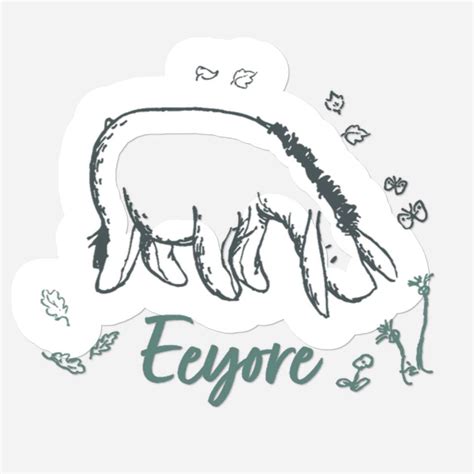 Disney Winnie The Pooh Eeyore Floating Daisy Outline Stickers Id