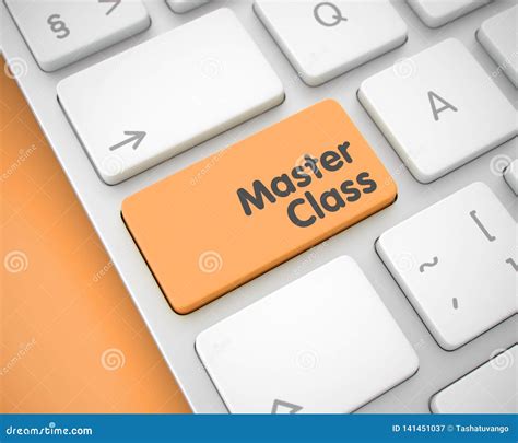 Master Class Inscription On Orange Keyboard Key 3d Stock