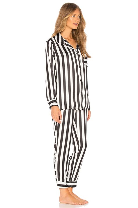 Plush Silky Striped Pj Set In Black And White Revolve