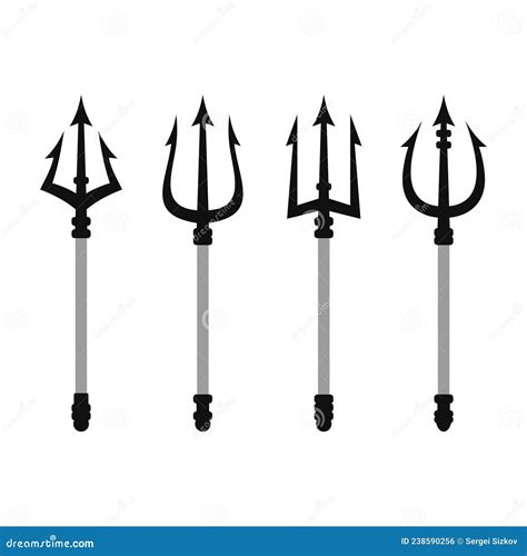 Devil Trident Set On White Background Vector Stock Vector