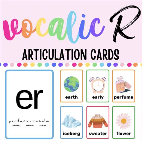 Er Vocalic R Articulation Picture Cards Initial Medial Final Word