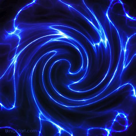 Blue Glowing Swirl Abstract Art By L J Knight