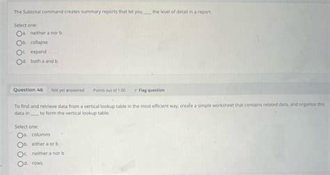 Solved The Subtotal Command Creates Summary Reports That Let