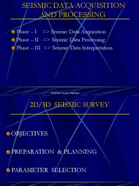Phase I Seismic Data Acquisition Phase Ii Seismic Data Processing