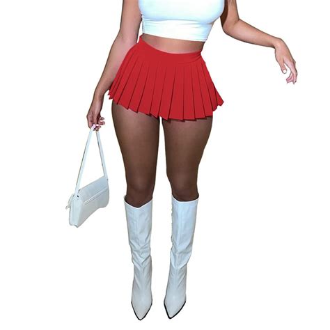 Womens Mini Pleated Skirts Sexy Club Y2k High Wiast Stretchy Tennis