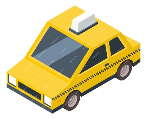 Icono De Taxi Amarillo Cabina De Pasajeros De Ciudad Isométrica