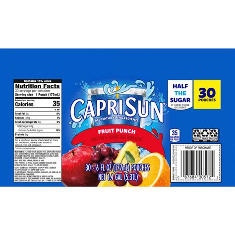 Capri Sun Nutrition Label