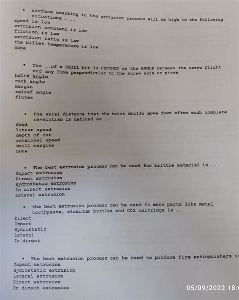 Solved In The Impact Extrusion Process The Part Thiekness