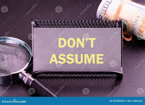 Do Not Assume Text On The Business Card Stock Image Image Of Thinking