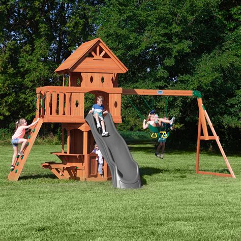 Woodland Outdoor Wooden Swing Set Backyard Discovery