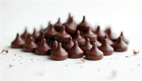 Pile Of Chocolate Kisses On White Background Tasty Chocolate Candy