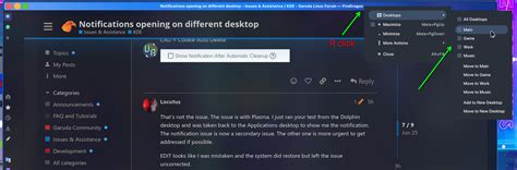 Notifications Opening On Different Desktop Kde Garuda Linux Forum