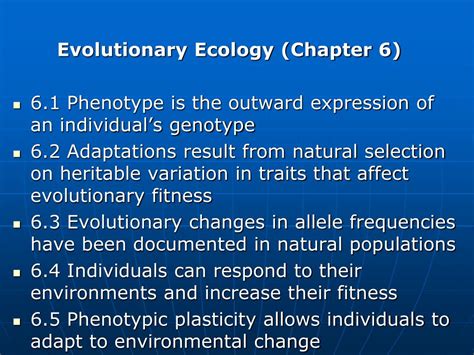 Ppt Biol 4120 Principles Of Ecology Lecture 6 Evolution And
