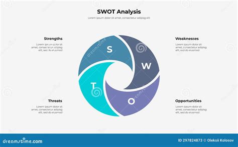 Swot Diagram Schema Template With Stripes And Arrows Cartoon Vector