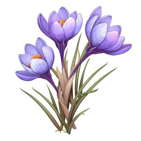 Crocus Isolated On White Background Premium Ai Generated Image